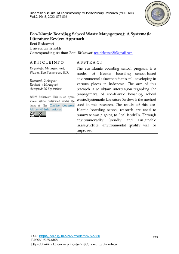 (PDF) Eco-Islamic Boarding School Waste Management: A Systematic ...