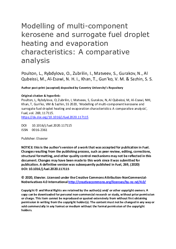 (PDF) Modelling of multi-component kerosene and surrogate fuel droplet heating and evaporation ...