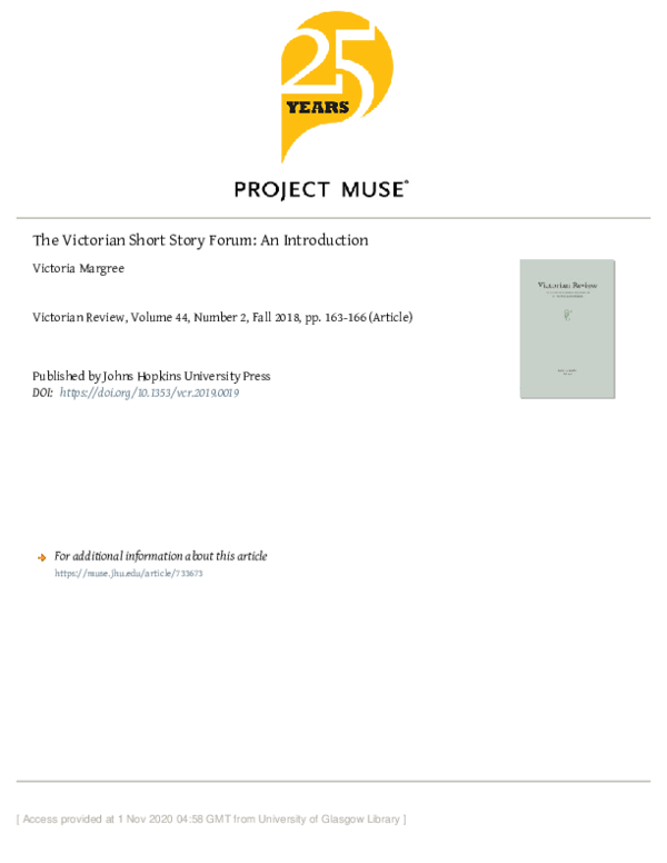 (PDF) The Victorian Short Story Forum: An Introduction