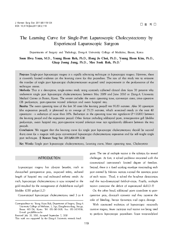 (PDF) The Learning Curve for Single-Port Laparoscopic Cholecystectomy ...