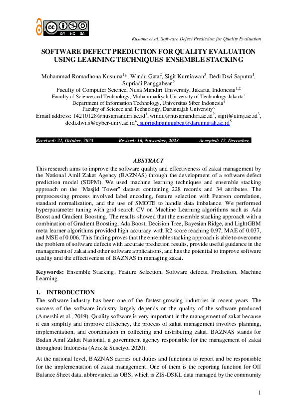(PDF) Software Defect Prediction For Quality Evaluation Using Learning Techniques Ensemble Stacking