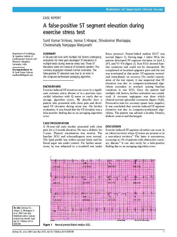 (PDF) A false-positive ST segment elevation during exercise stress test