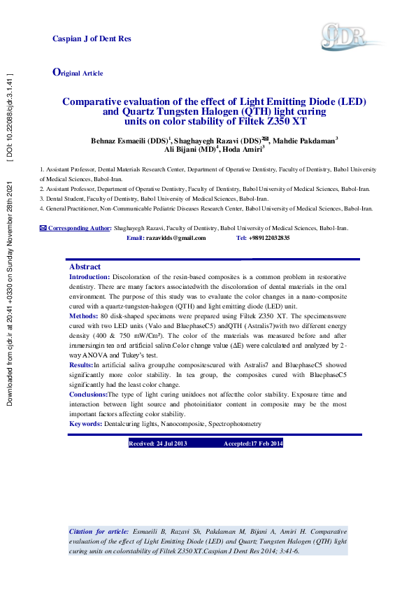 Pdf Comparative Evaluation Of The Effect Of Light Emitting Diode Led