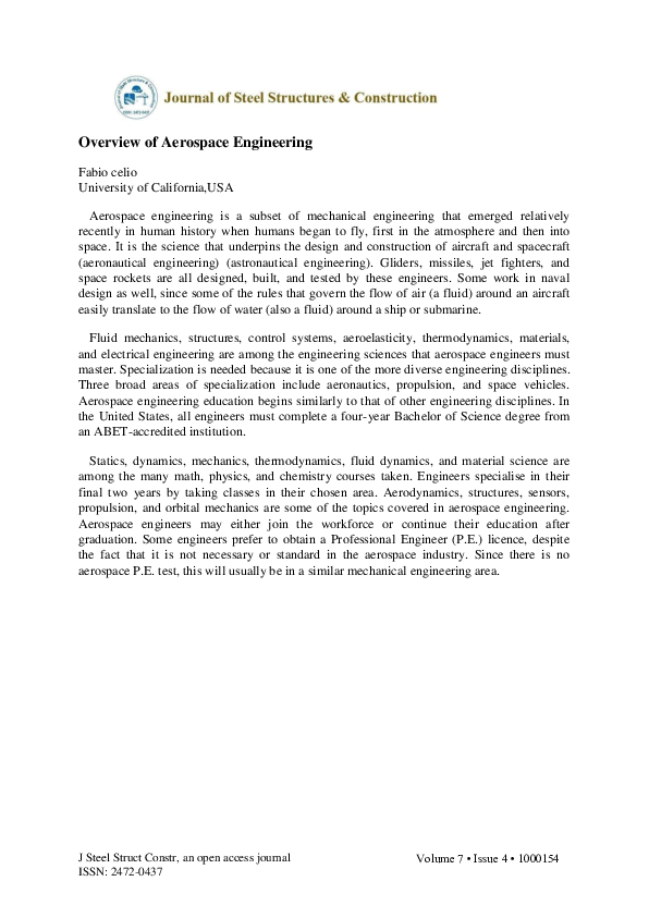 (PDF) Overview of Aerospace Engineering