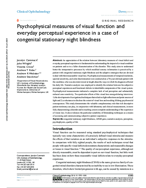 (PDF) Psychophysical measures of visual function and everyday ...