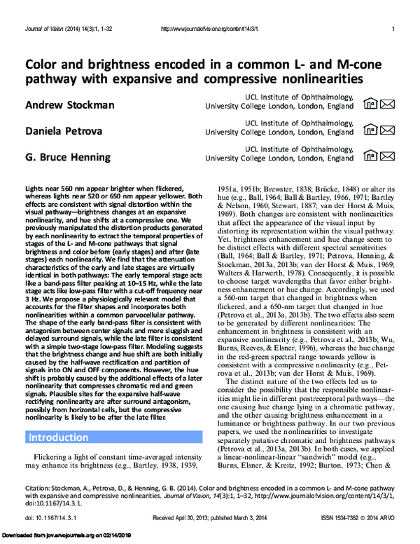 (PDF) Color and brightness encoded in a common L- and M-cone pathway ...