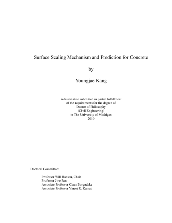 (PDF) Surface scaling mechanism and prediction for concrete