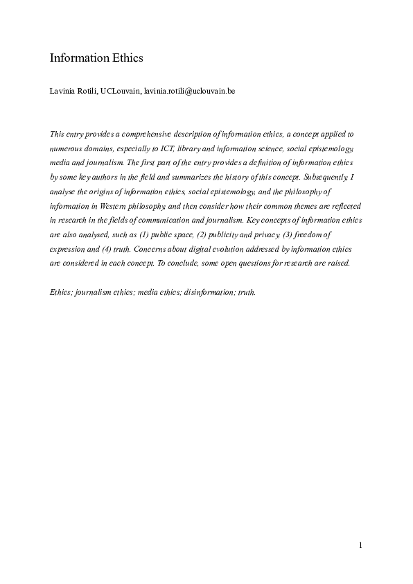 (PDF) Information Ethics