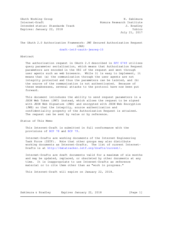 Pdf The Oauth 2 0 Authorization Framework Jwt Secured Authorization Request Jar Nat