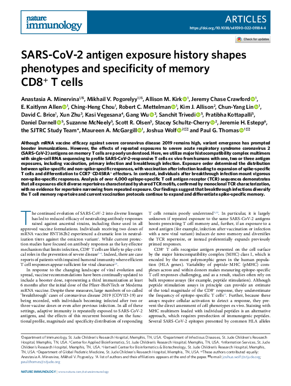 (PDF) SARS-CoV-2 antigen exposure history shapes phenotypes and ...