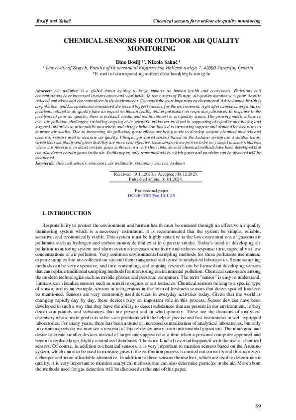 (PDF) Chemical sensors for outdoor air quality monitoring