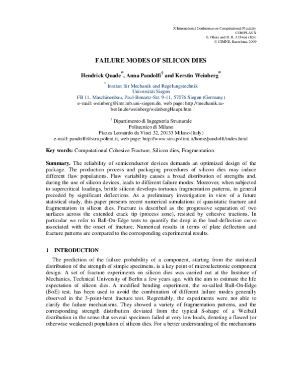 (PDF) Failure Modes of Silicon Dies
