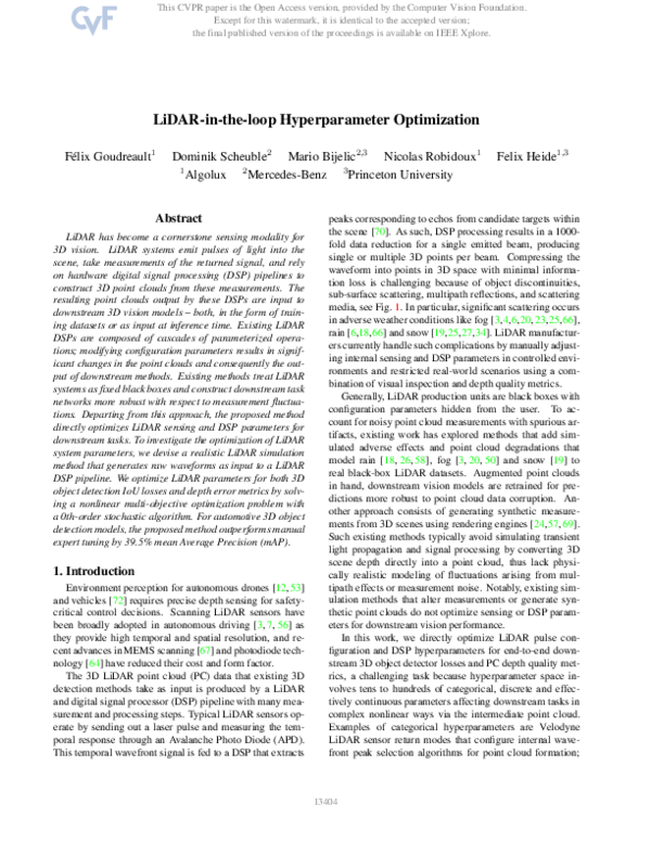 (PDF) LiDAR-in-the-Loop Hyperparameter Optimization