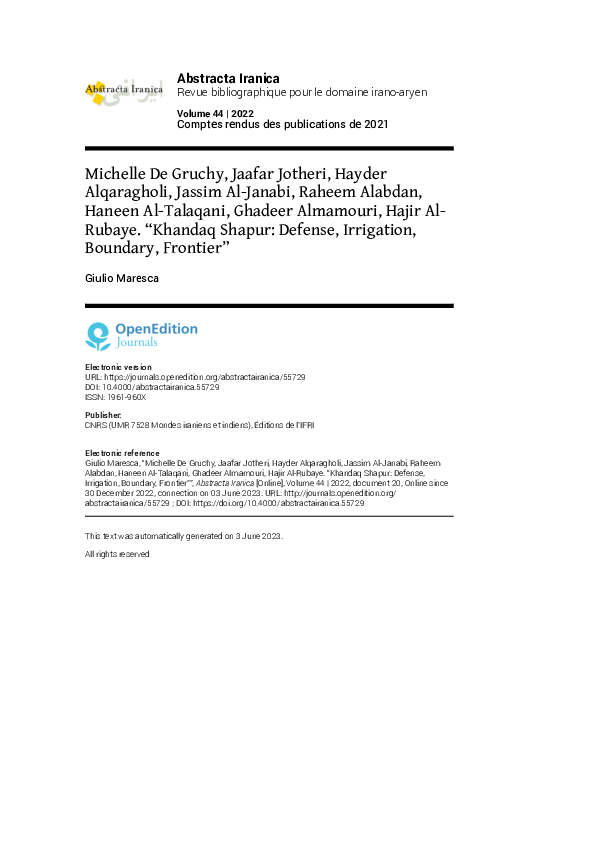 (PDF) Maresca, G. (2022) Review of: Michelle De Gruchy, Jaafar Jotheri ...