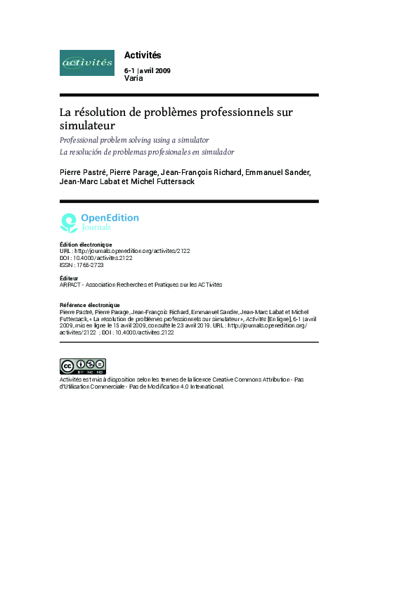 (PDF) Professional problem solving using a simulator