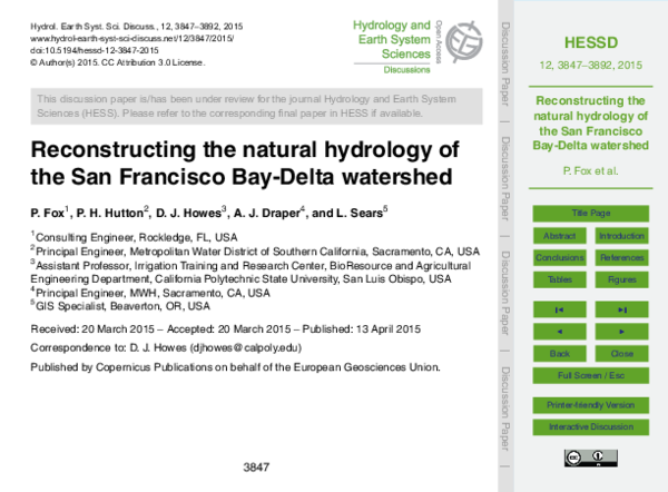 (PDF) Reconstructing the natural hydrology of the San Francisco Bay ...