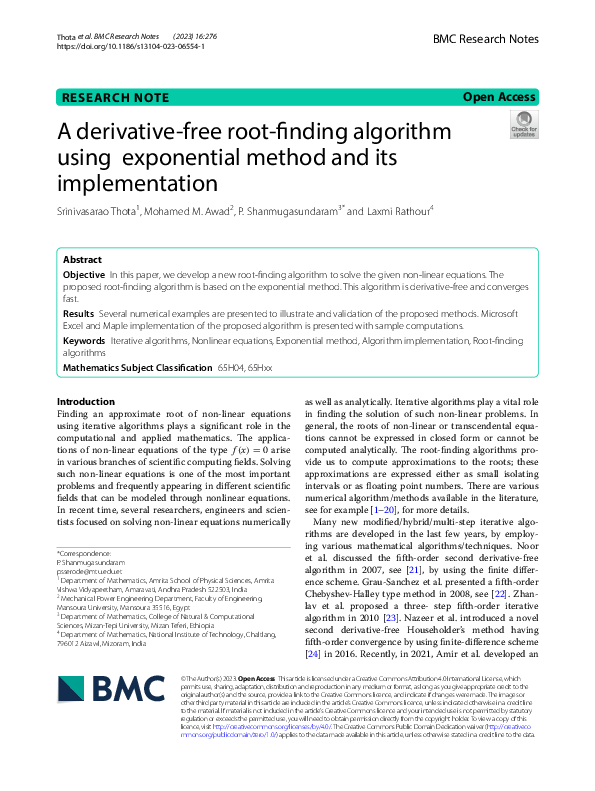 (PDF) A derivative-free root-finding algorithm using exponential method and its implementation
