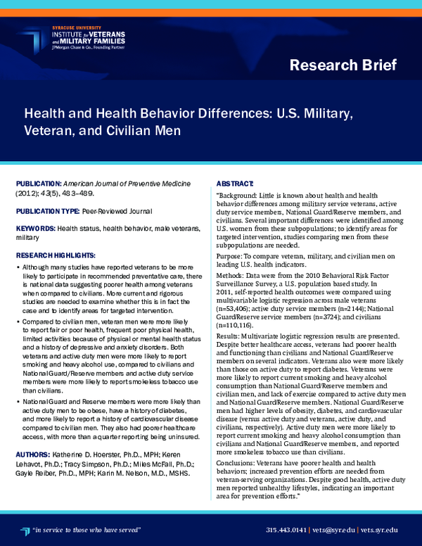 (PDF) Health and Health Behavior Differences