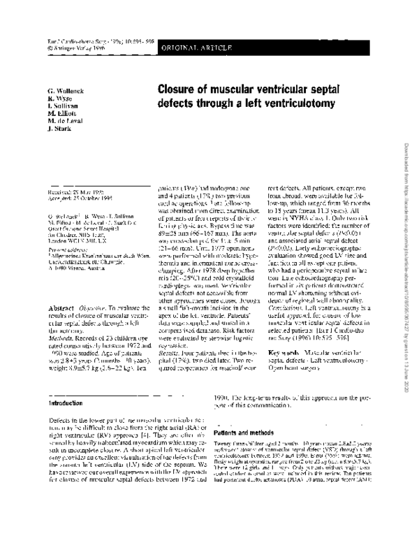 (PDF) Closure of muscular ventricular septal defects through a left ...