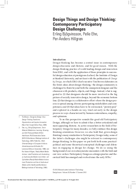 (PDF) Design Things and Design Thinking: Contemporary Participatory ...