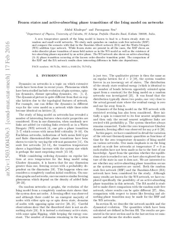 (PDF) Frozen states and active-absorbing phase transitions of the Ising ...