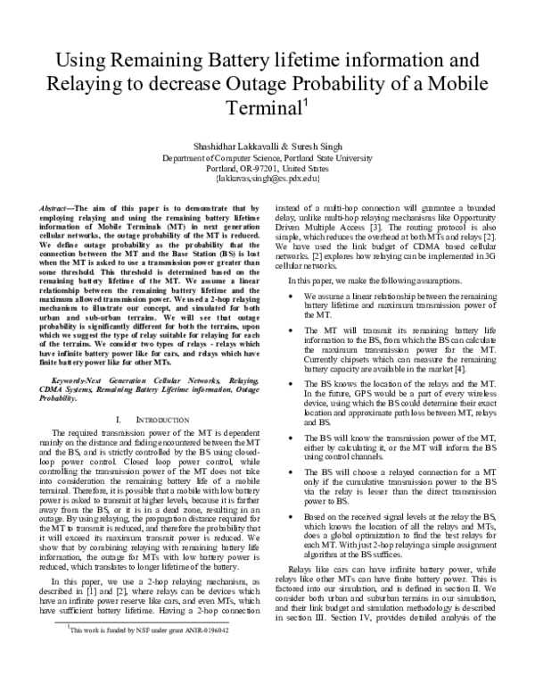 (PDF) Using remaining battery lifetime information and relaying to ...