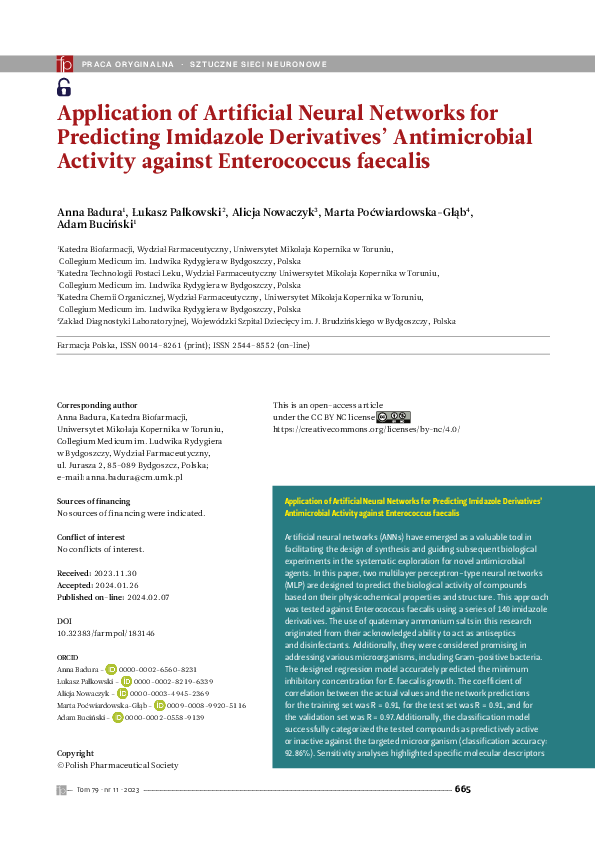 (PDF) Application of Artificial Neural Networks for Predicting Imidazole Derivatives ...