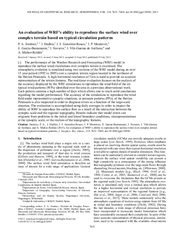 (PDF) An evaluation of WRF's ability to reproduce the surface wind over ...