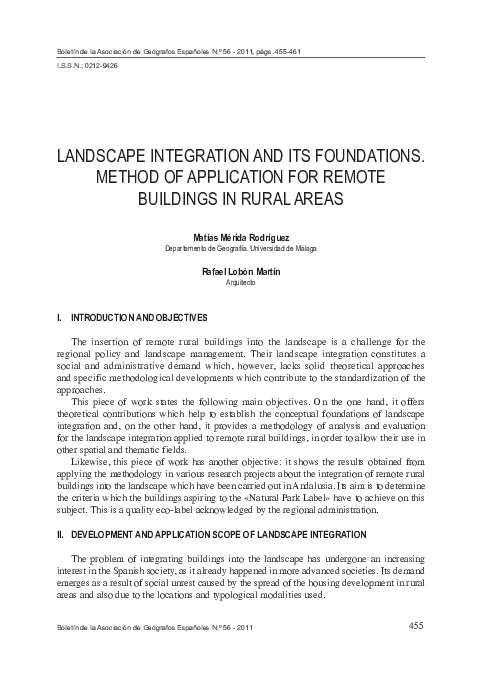 (PDF) Landscape integration and its foundations. Method of application ...