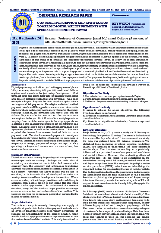 (PDF) CONSUMER PERCEPTION AND SATISFACTION TOWARDS DIGITAL WALLET ...