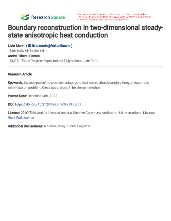 (PDF) Boundary reconstruction in two-dimensional steady-state anisotropic heat conduction ...