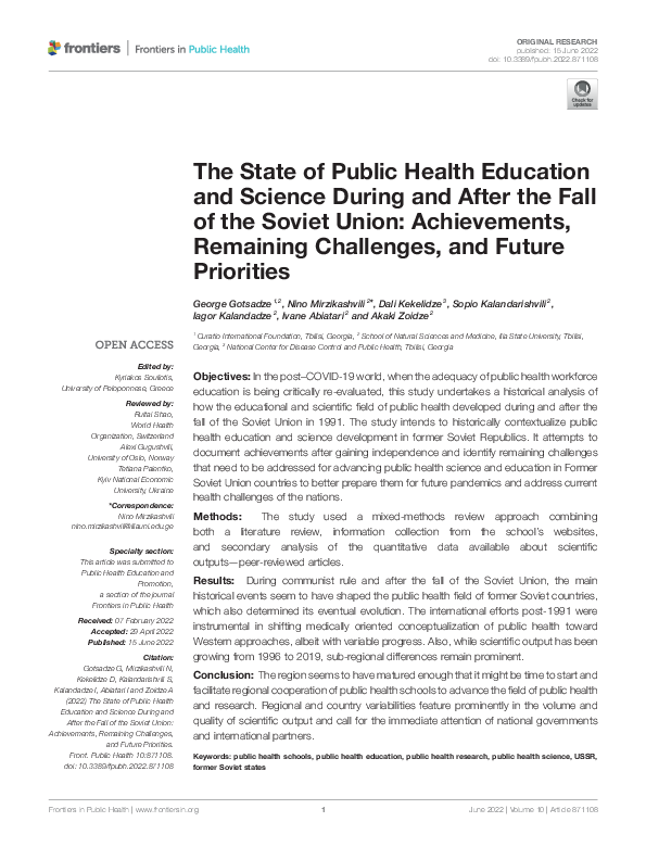 (PDF) The State of Public Health Education and Science During and After ...