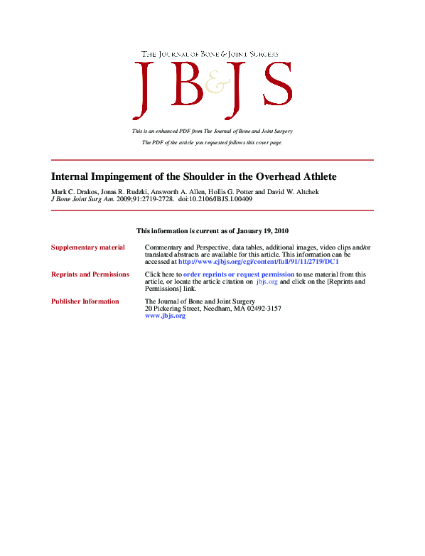(PDF) Internal Impingement of the Shoulder in the Overhead Athlete