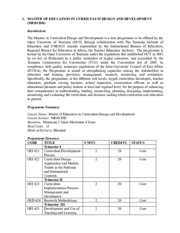 (PDF) MASTER OF EDUCATION IN CURRICULUM DESIGN AND DEVELOPMENT (MEDCDD