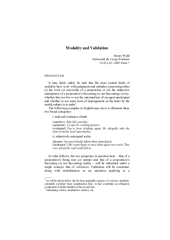 (PDF) Modality and Validation