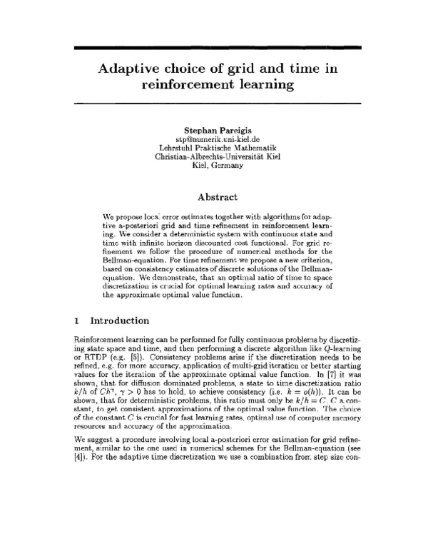 (PDF) Adaptive Choice of Grid and Time in Reinforcement Learning