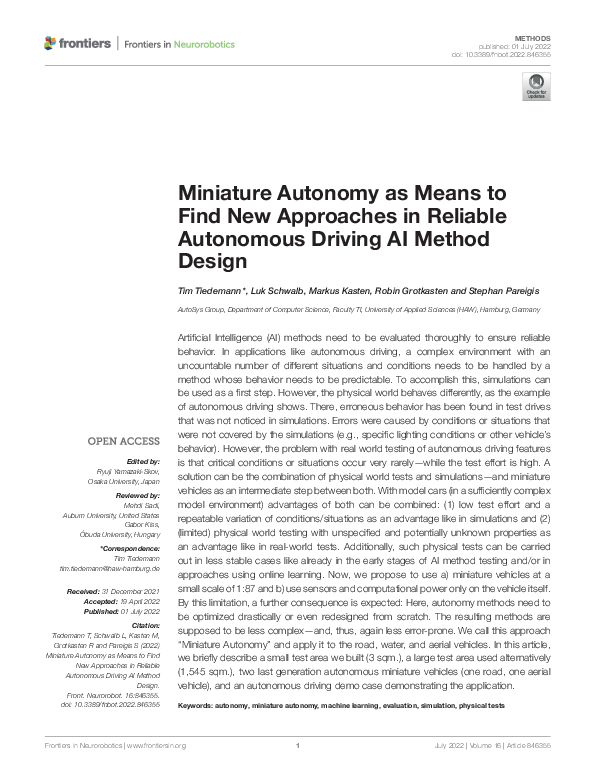(PDF) Miniature Autonomy as Means to Find New Approaches in Reliable ...