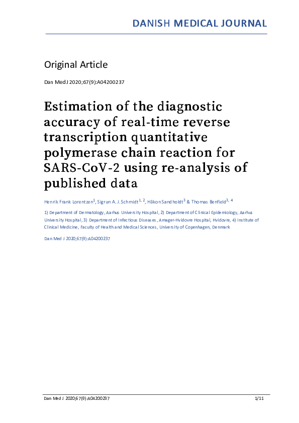 (PDF) Estimation of the diagnostic accuracy of real-time reverse transcription quantitative ...