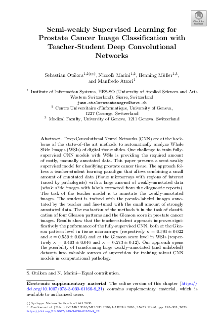 (PDF) Semi-weakly Supervised Learning for Prostate Cancer Image Classification with Teacher ...