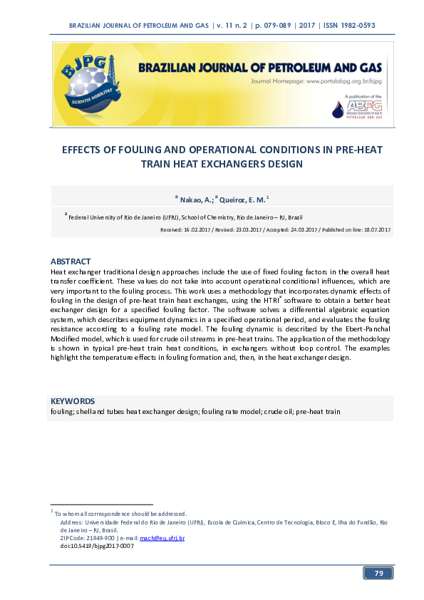 (PDF) Effects of Fouling and Operational Conditions in Pre-Heat Train ...