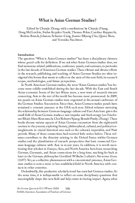 (PDF) What is Asian German Studies?