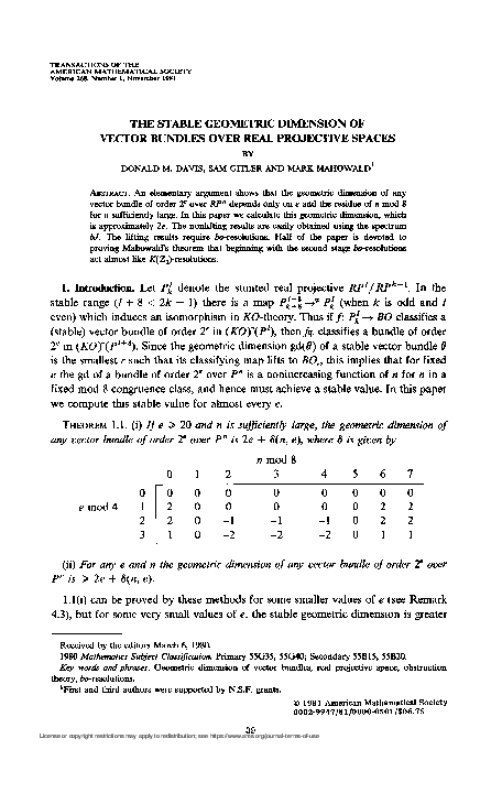 (PDF) The stable geometric dimension of vector bundles over real projective spaces | Martin ...