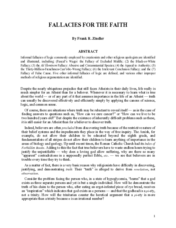 (PDF) Fallacies for the Faith