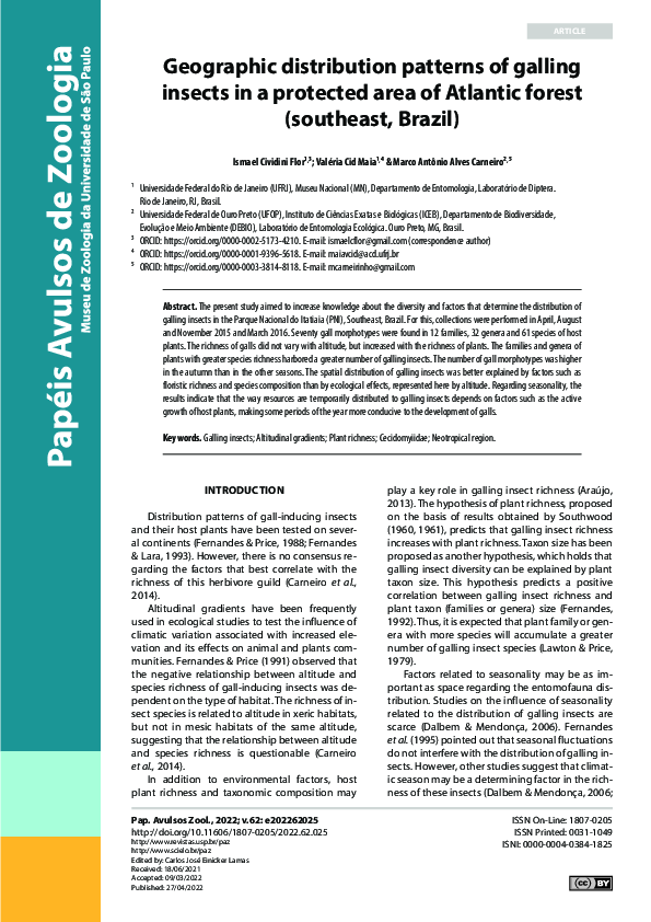 (PDF) Geographic distribution patterns of galling insects in a ...