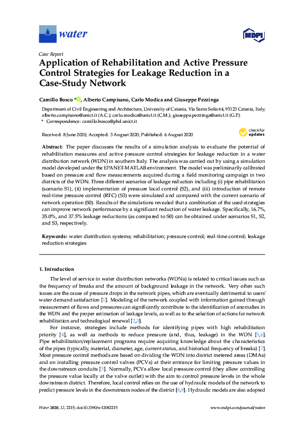 (PDF) Application of Rehabilitation and Active Pressure Control Strategies for Leakage Reduction ...
