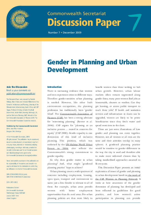 (PDF) Gender in Planning and Urban Development