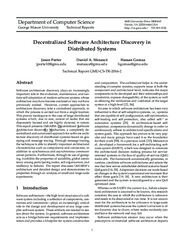 (PDF) Decentralized Software Architecture Discovery in Distributed Systems