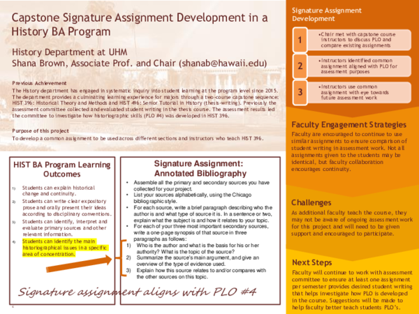 (PDF) Capstone Signature Assignment Development in a History BA Program