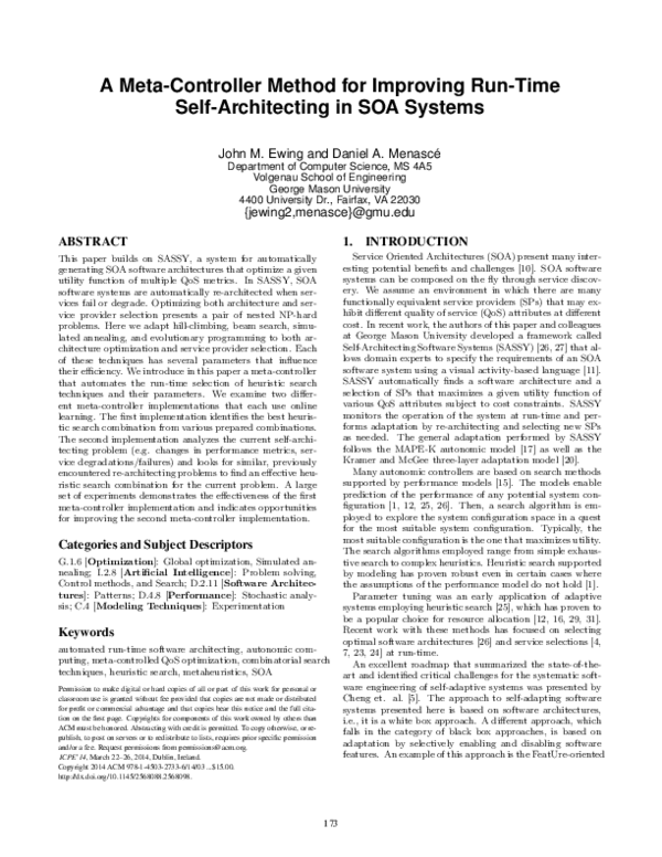 (PDF) A meta-controller method for improving run-time self-architecting in SOA systems