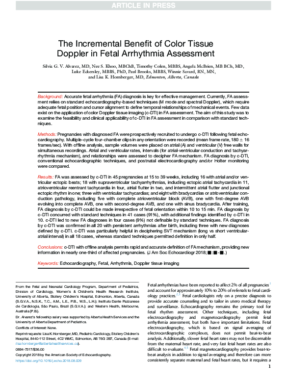 (PDF) The Incremental Benefit of Color Tissue Doppler in Fetal ...